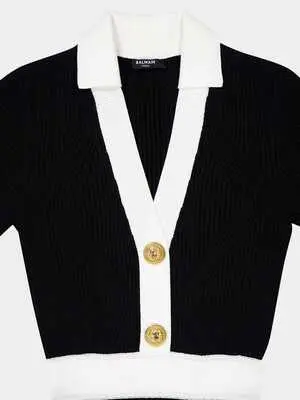 Balmain V-neck Knit Viscose Mini Flare Dress