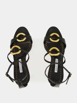 Manolo Blahnik Hisfahan Ankle Strap Sandals - Black