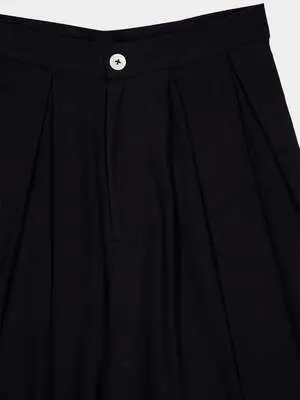 MARRAKSHI LIFE High-waisted Pleated Cotton Trousers