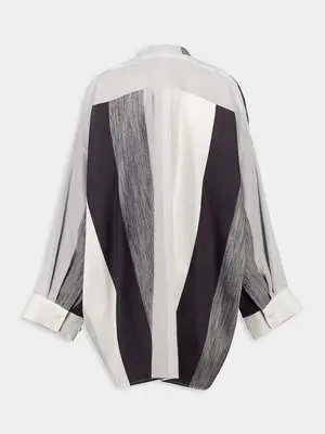 MARRAKSHI LIFE Nero Collar Oversized Striped Shirt - Multicolour