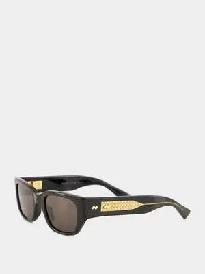 Bottega Veneta Intrecciato Square Sunglasses - Black