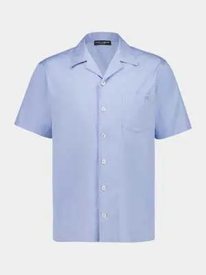 Dolce & Gabbana Celeste Short-sleeve Cotton Shirt - Blue