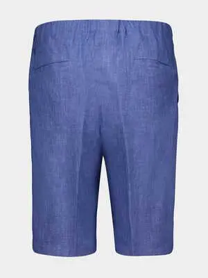 PIACENZA CASHMERE 1733 Light Denim Linen Bermuda Shorts