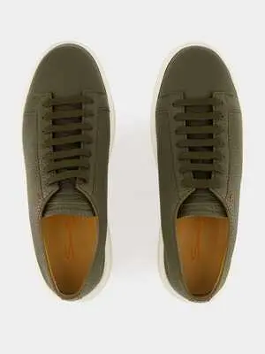Santoni Tumbled Leather Sneakers - Green