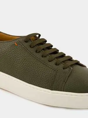 Santoni Tumbled Leather Sneakers - Green