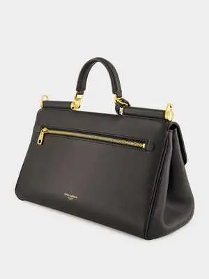 Dolce & Gabbana My Sicily Leather Handbag - Black