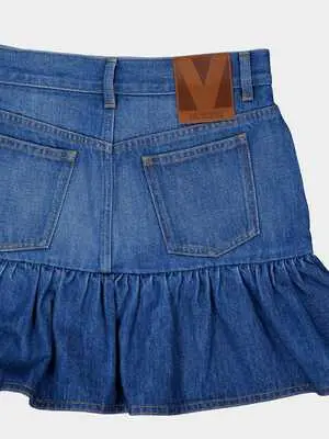 Valentino Garavani Ruffled Hem Denim Mini Skirt