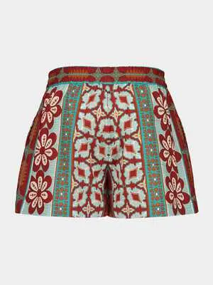 La DoubleJ Pagoda Placée Cotton Poplin Shorts - Blue