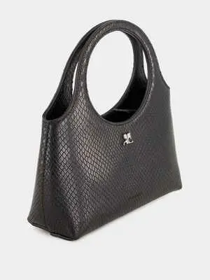 COURREGES Mini Holy Day Bag In Viper Leather - Black