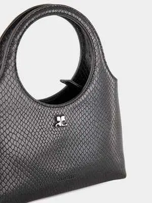 COURREGES Mini Holy Day Bag In Viper Leather - Black