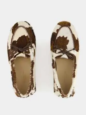 Le Monde Beryl Cow Print Calf Hair Driver Moccasins - Multicolour