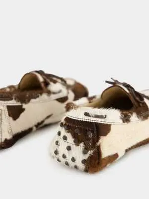 Le Monde Beryl Cow Print Calf Hair Driver Moccasins - Multicolour