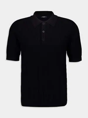 Balmain Monogram Knit Polo Shirt - Black