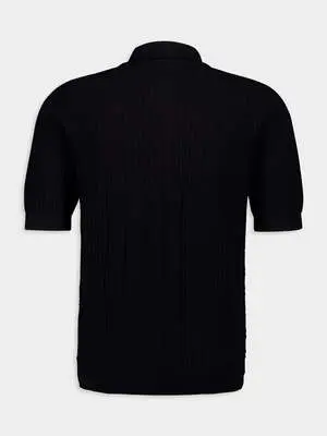 Balmain Monogram Knit Polo Shirt - Black