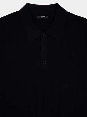 Balmain Monogram Knit Polo Shirt - Black