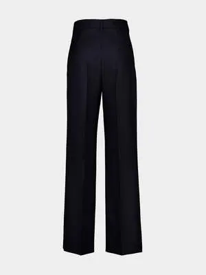 Prada Dark Straight-leg Virgin Wool Trousers - Blue