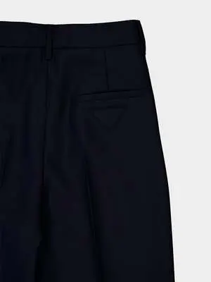 Prada Dark Straight-leg Virgin Wool Trousers - Blue