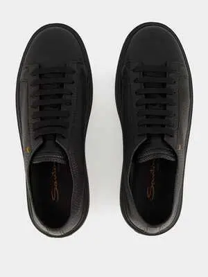Santoni Low-top Leather Sneakers - Black