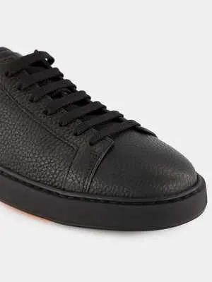 Santoni Low-top Leather Sneakers - Black