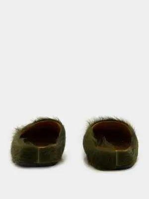 Marni Deep Long Hair Calfskin Fussbett Sabot - Green