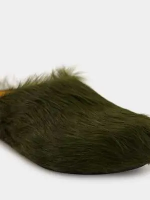 Marni Deep Long Hair Calfskin Fussbett Sabot - Green