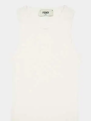 Fendi Ribbed Silk-cotton Tank Top - White