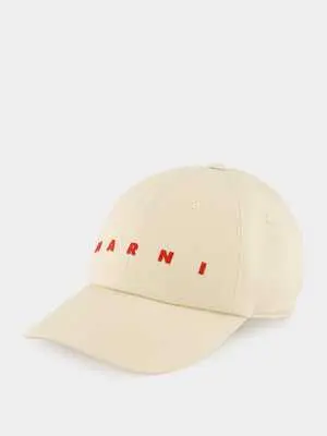 Marni Cotton Logo Baseball Cap - Cream