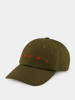 Marni Cotton Logo Baseball Cap Green