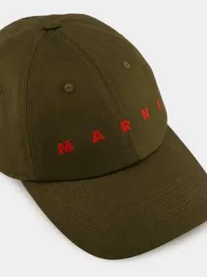 Marni Cotton Logo Baseball Cap - Green