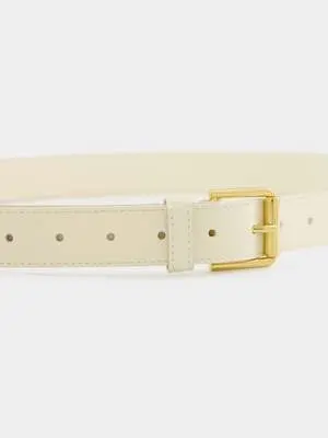 Givenchy Voyou Long Belt In Shiny Calfskin Leather - White