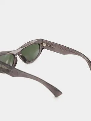 Gucci Cat Eye Sunglasses With Gg Motif - Grey