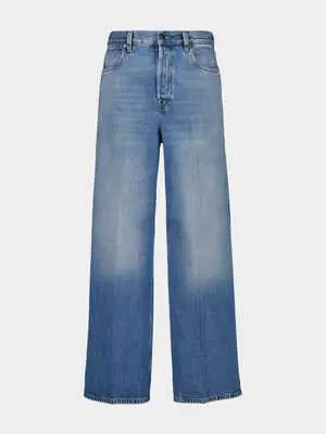 Gucci Light Stonewashed Denim Wide-leg Trousers - Blue