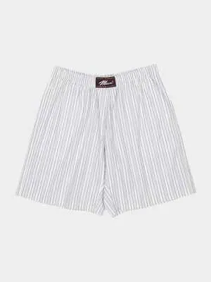 Marni Striped Organic Cotton Poplin Bermuda Shorts - Blue