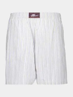 Marni Striped Organic Cotton Poplin Bermuda Shorts - Blue