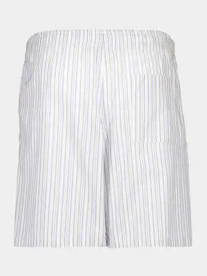 Marni Striped Organic Cotton Poplin Bermuda Shorts - Blue