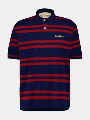 Valentino Garavani And Red Cotton Polo With Embroidery