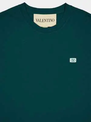 Valentino Garavani Darkwood Cotton Jersey T-shirt With Vlogo Patch - Green