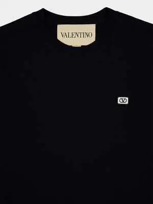 Valentino Garavani Cotton Jersey T-shirt With Vlogo Patch - Black