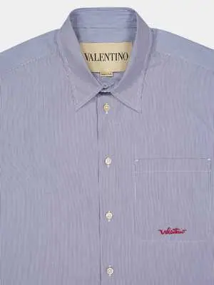 Valentino Garavani And White Striped Cotton Shirt