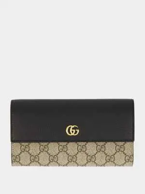 Gucci Black And Beige Ebony Petit Marmont Wallet