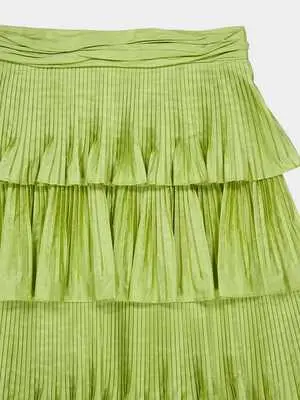 Valentino Garavani Silk Taffetas Ruffle Skirt - Green
