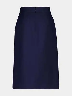 Valentino Garavani Midi Skirt With Leather Belt - Blue