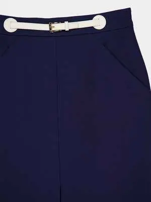 Valentino Garavani Midi Skirt With Leather Belt - Blue