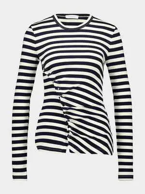 Rabanne Striped Virgin Wool Jersey Top With Button Detail Multicolour