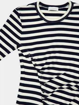 Rabanne Striped Virgin Wool Jersey Top With Button Detail - Multicolour