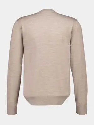 FERRAGAMO Virgin Wool V-neck Sweater - Beige