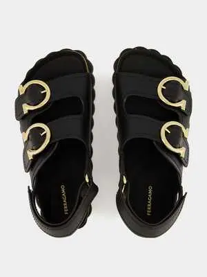 FERRAGAMO Kamakura Ornament Double Buckle Sandals