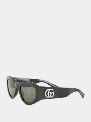 Gucci Oval Sunglasses With Double G - Grey