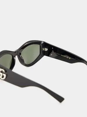 Gucci Oval Sunglasses With Double G - Grey