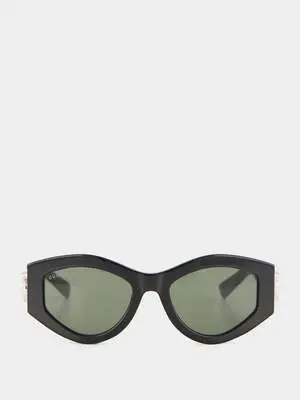 Gucci Oval Sunglasses With Double G - Grey